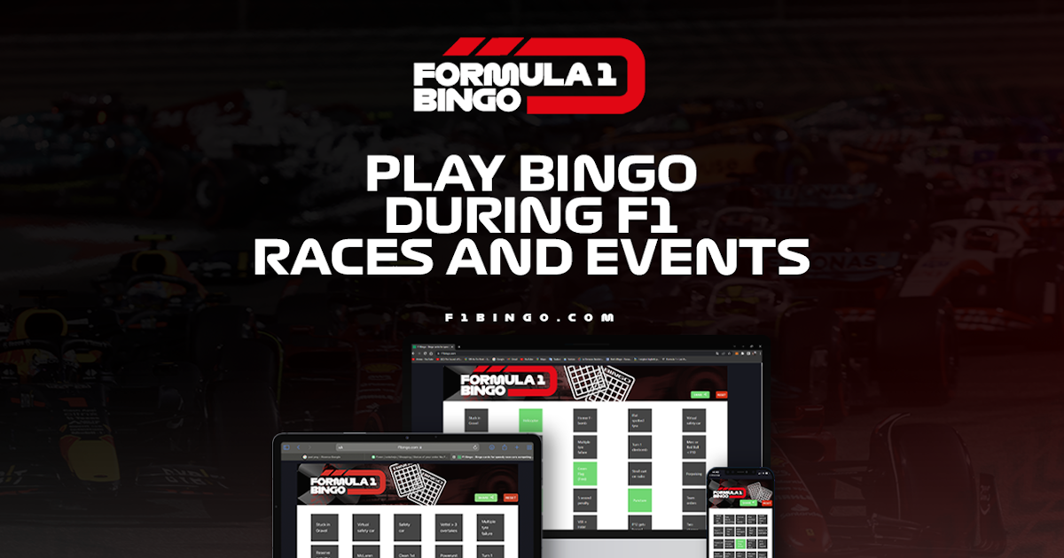 F1 Bingo - Bingo cards for speedy race cars competing in Formula 1 races and events.